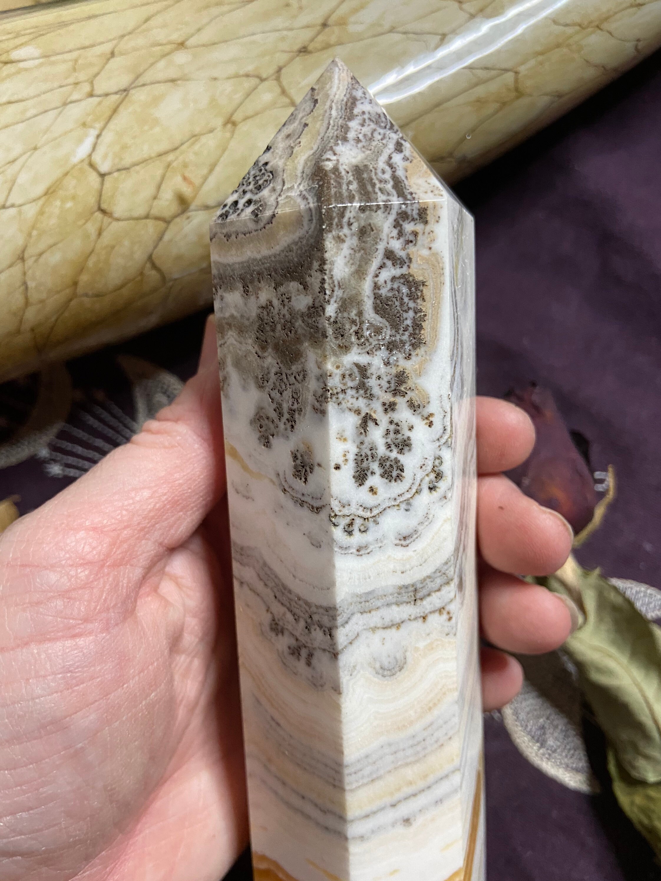 Thousand Layer Banded Calcite Tower, All Natural, Metaphysical — Triple ...