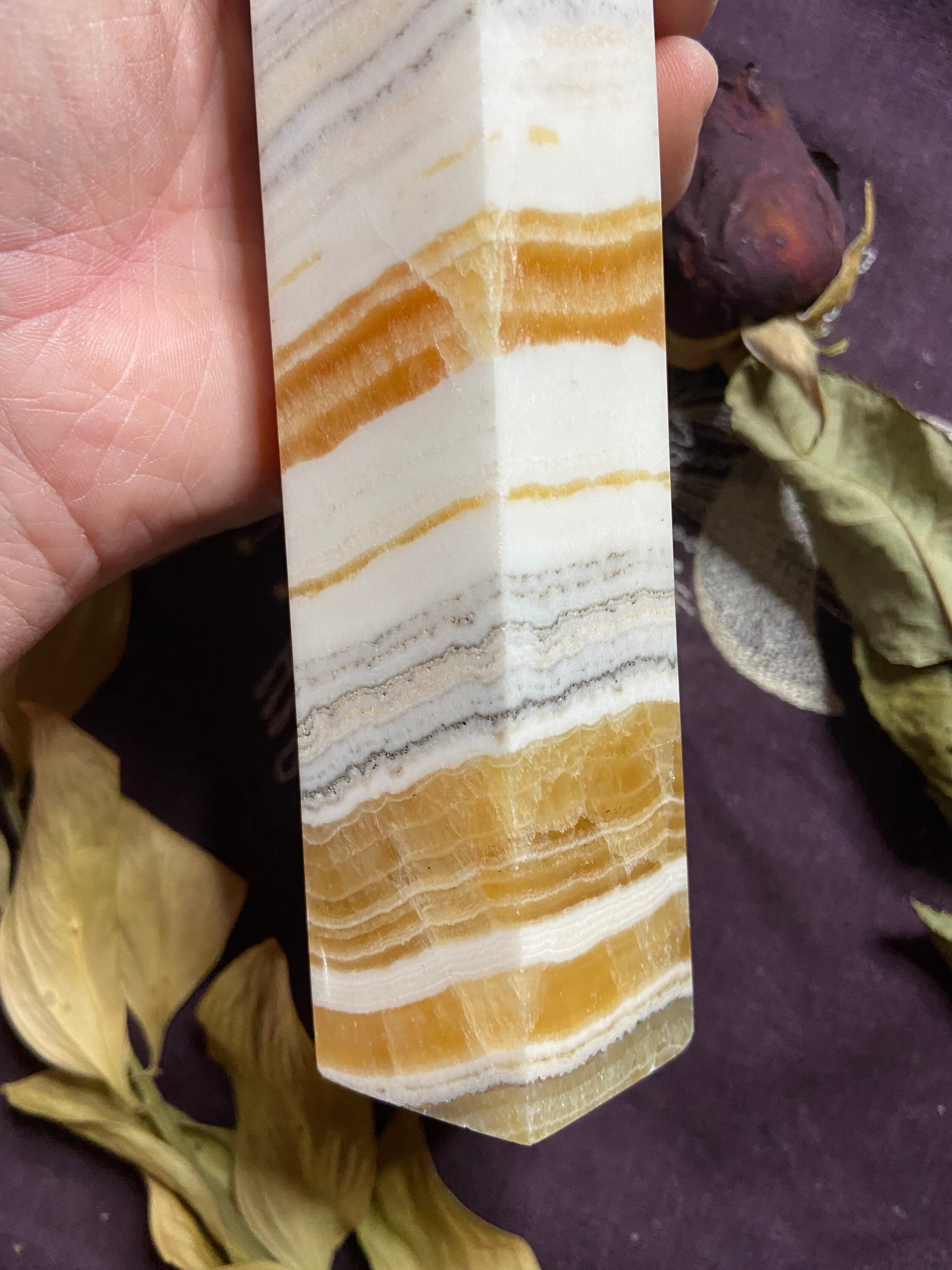 Thousand Layer Banded Calcite Tower, All Natural, Metaphysical — Triple ...