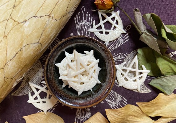 Bovine Bone Pentacle Crescent Moon Carving Ethically Sourced - Etsy