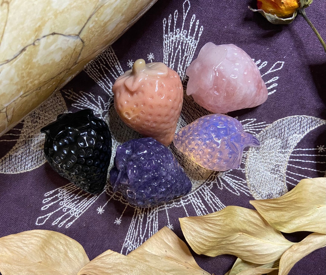 Strawberry Carving, Natural Crystal - Etsy