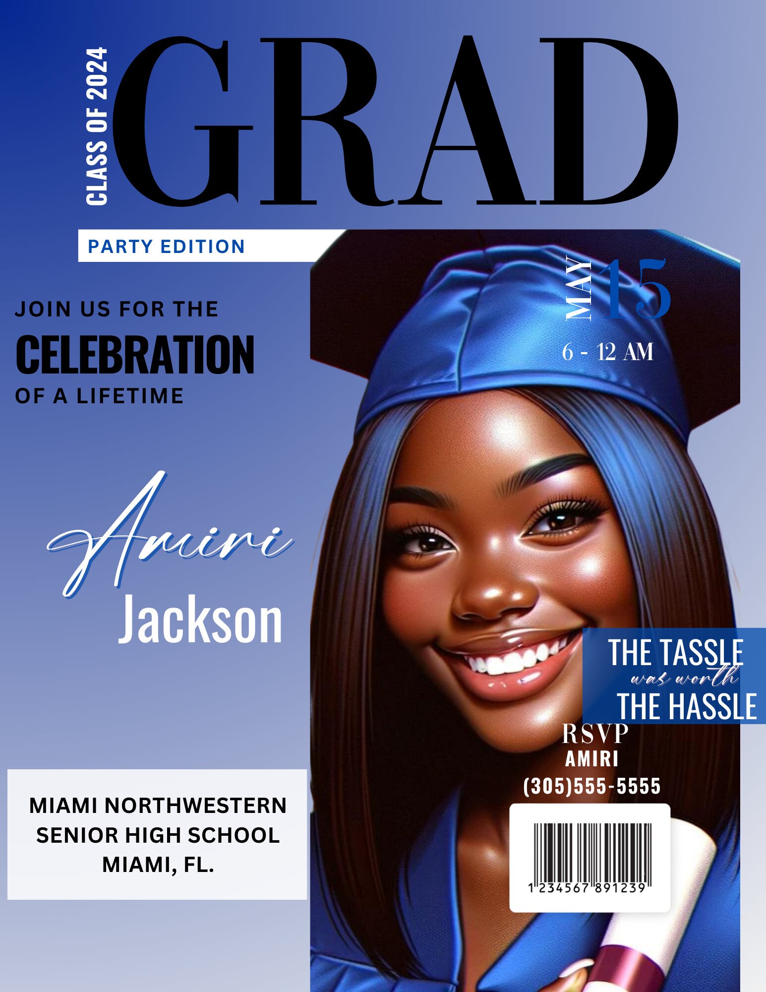 Graduation Digital Magazine Cover, Canva Template, Grad Invitation ...