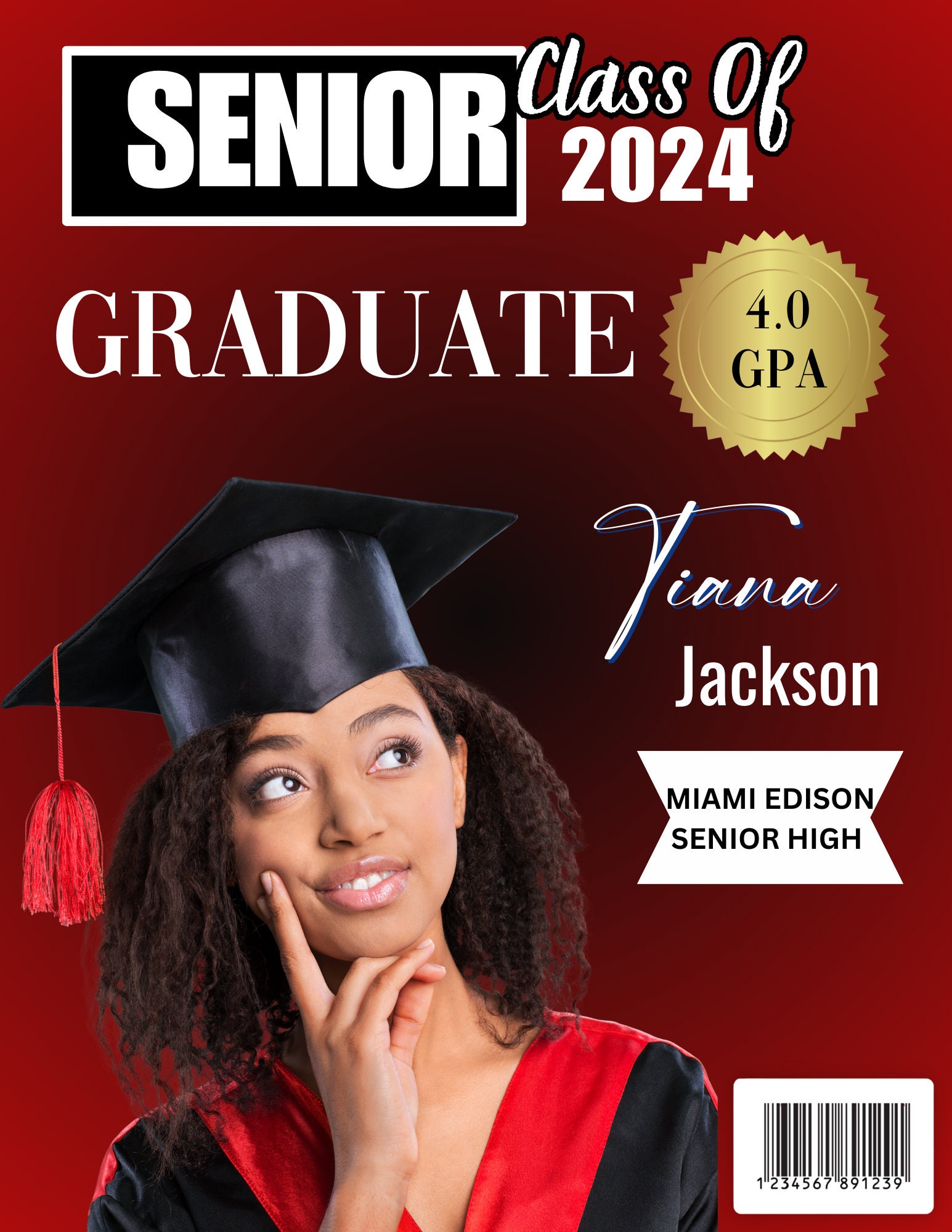 Graduation Digital Magazine Cover, Canva Template, Grad Invitation ...
