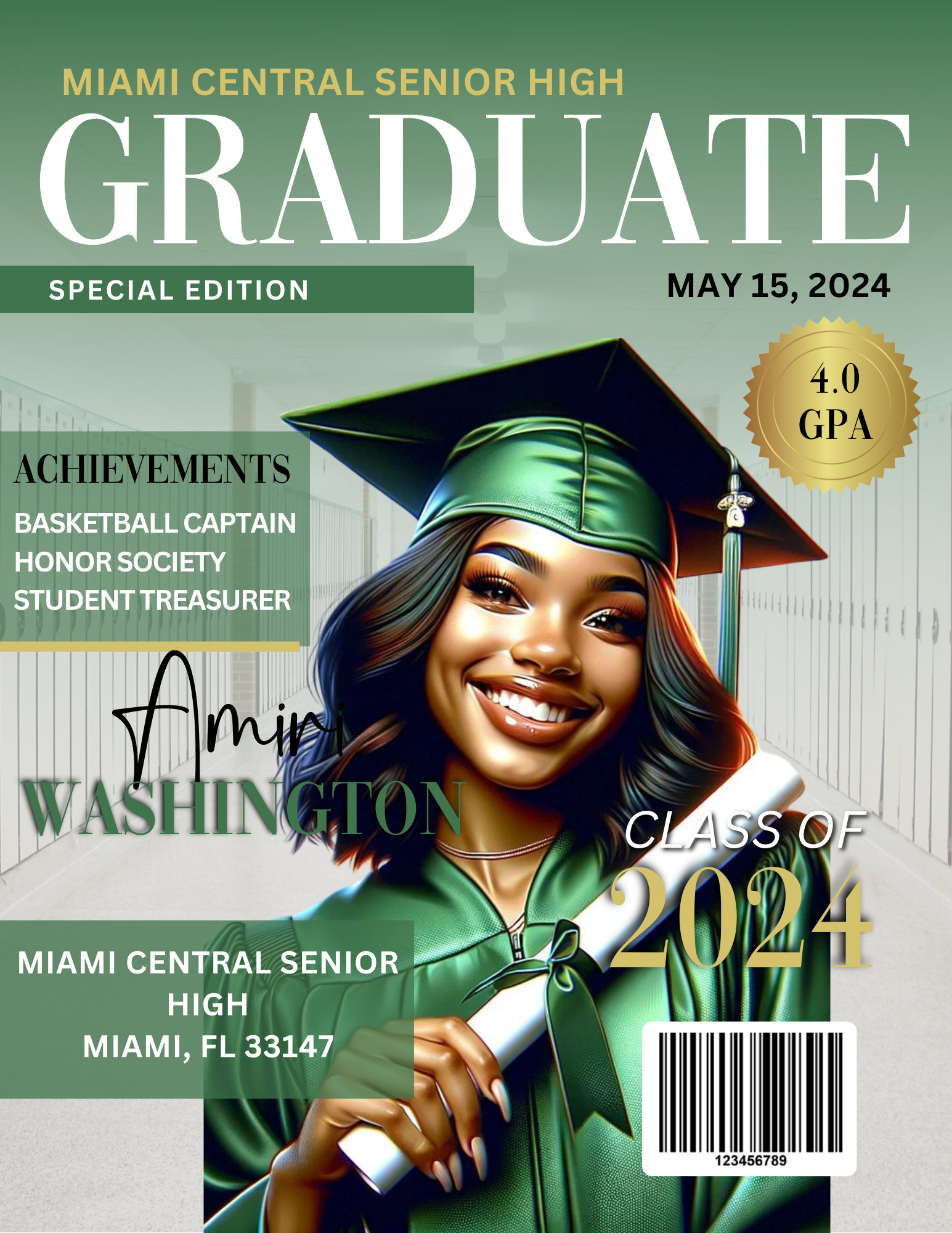 Graduation Digital Magazine Cover, Canva Template, Grad Invitation ...