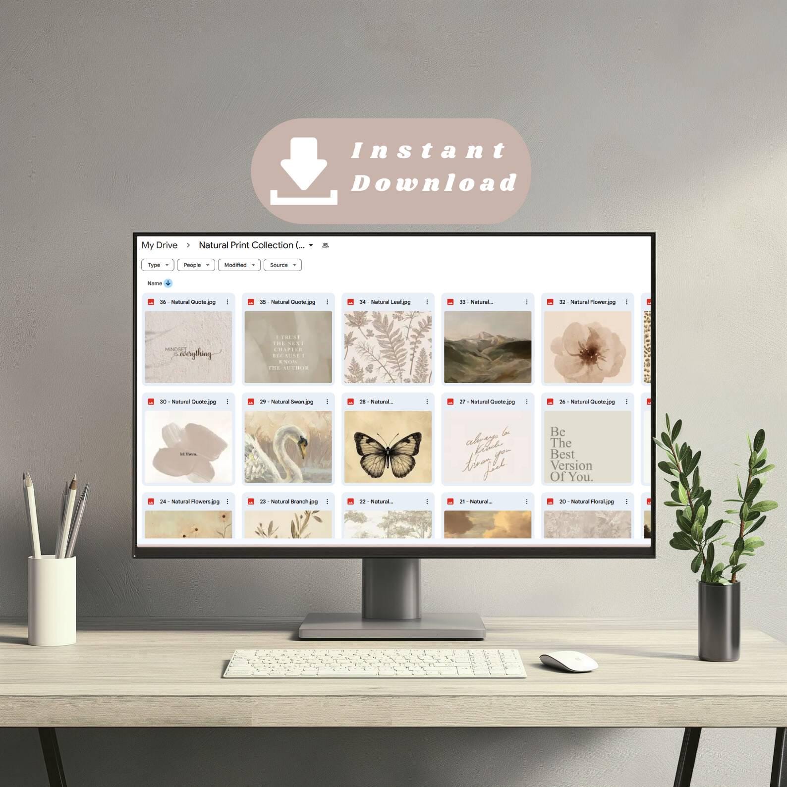 36 Neutral Wall Art Prints | Minimal Nature Gallery Set | Beige ...