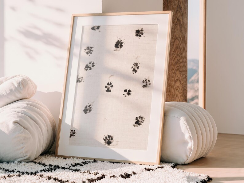 Dog Paw Print Wall Art Digital Download | Neutral Pet Art Printable ...