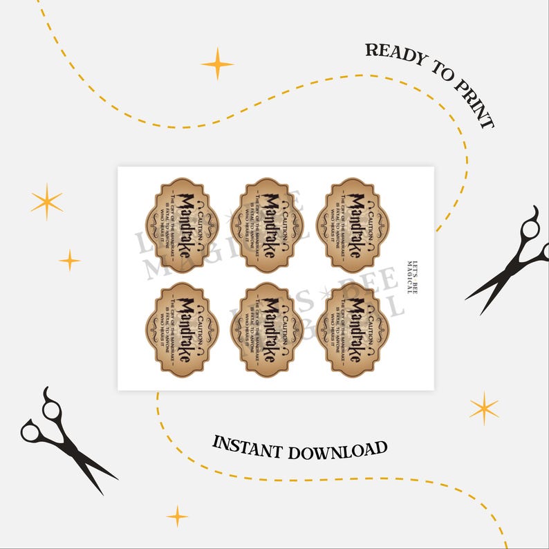 Mandrake · Printable Sticker Label · Instant Download · Ready to Print ...