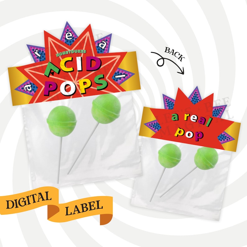 Acid Pops Honey Dukes Treat Bag Printable Label Instant Download Ready ...