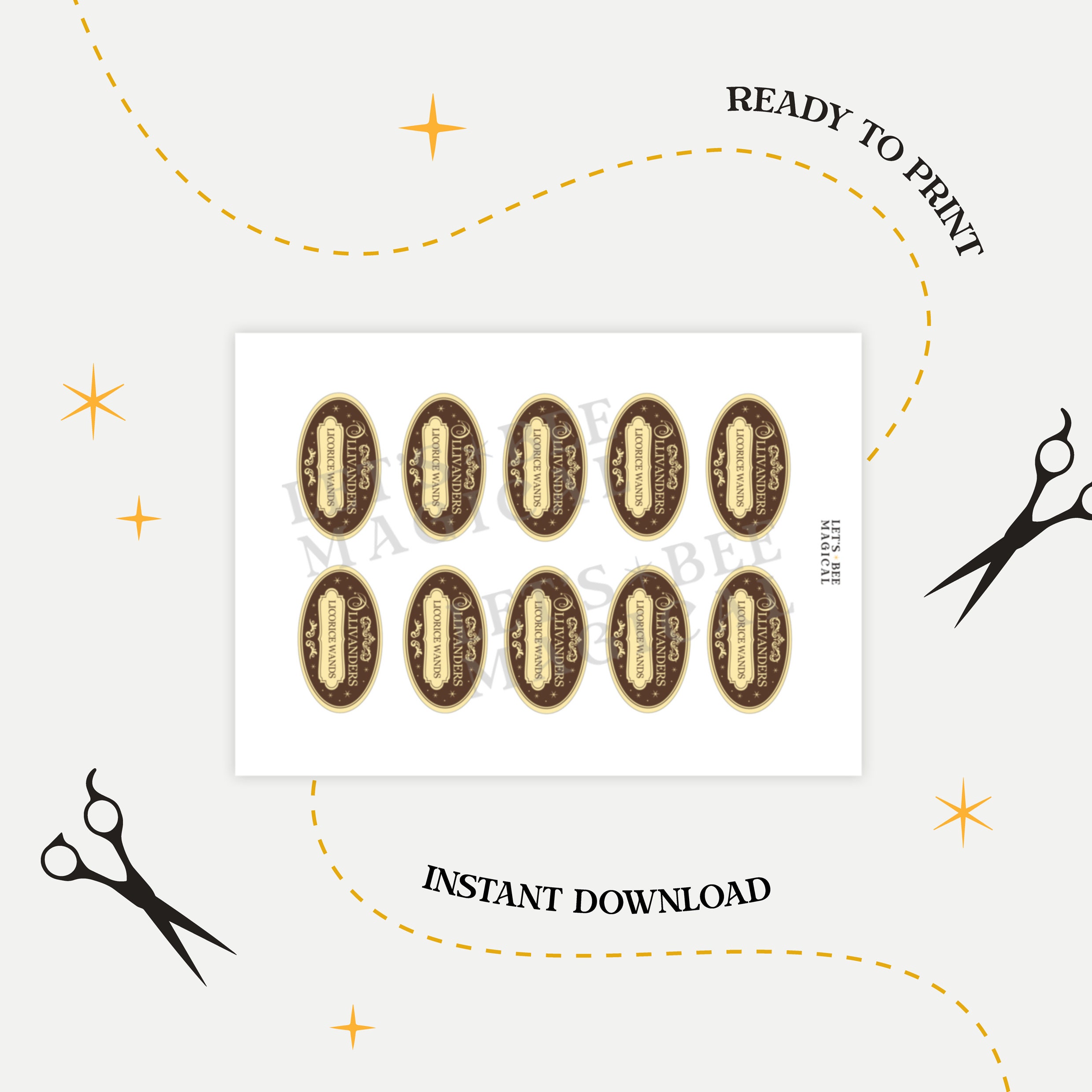 Wizard Wands Sweets Printable Sticker Label Instant Download Ready to ...