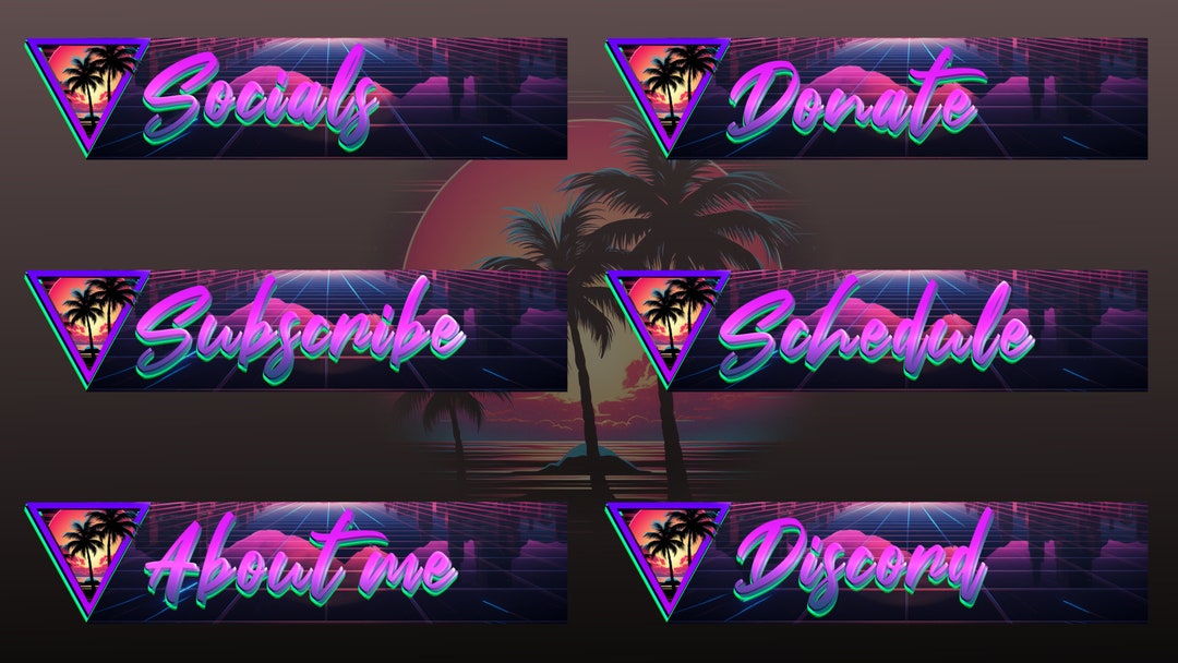 Retro Synthwave Assets for Stream (part2 Synthwave Pack) - Etsy
