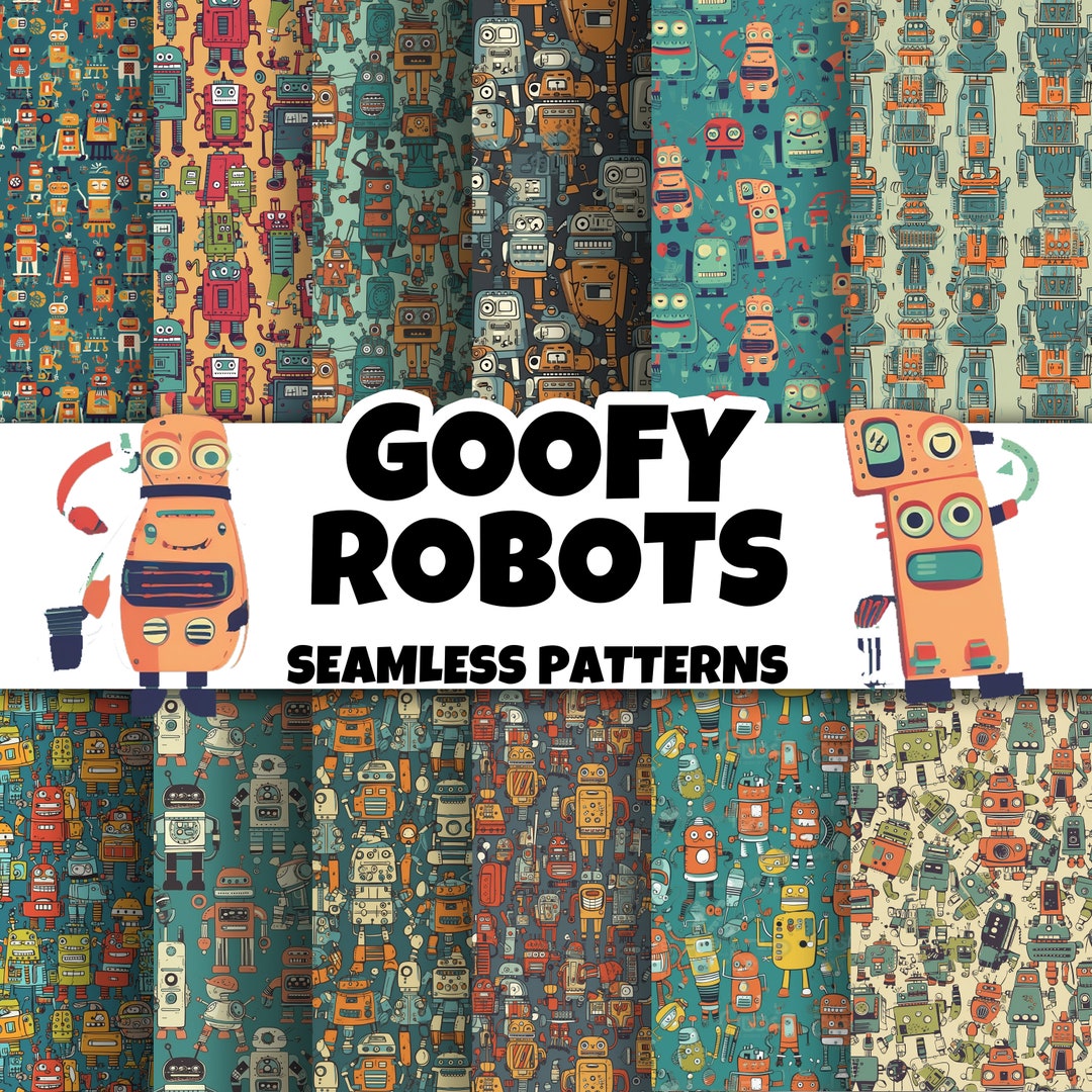 Goofy Robots Seamless Textures - Etsy