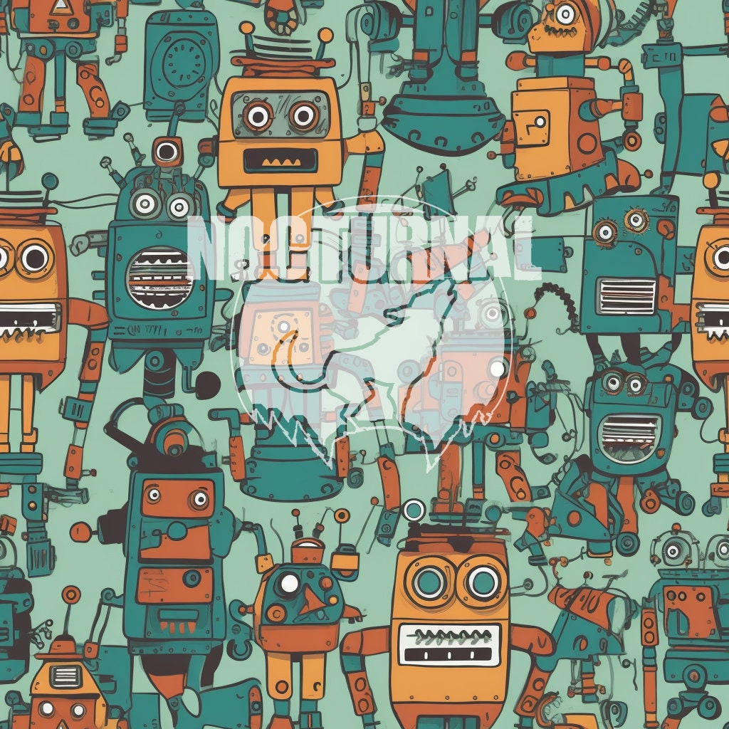 Goofy Robots Seamless Textures - Etsy
