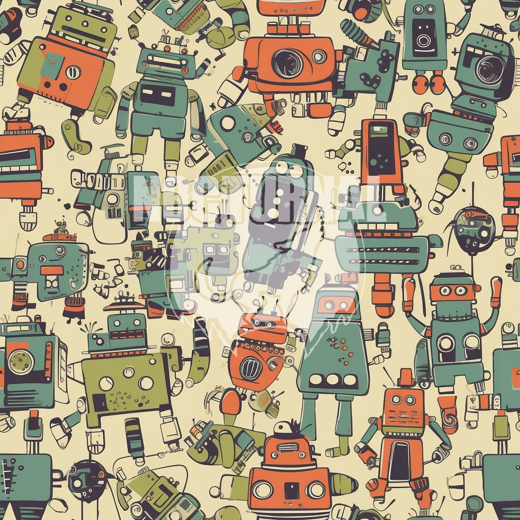Goofy Robots Seamless Textures - Etsy