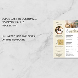 Real Estate Contact Information Sheet, Realtor Marketing Materials ...