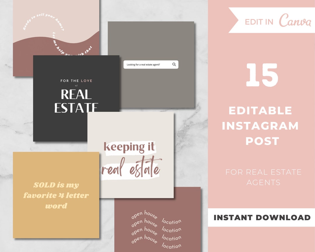 15 Editable Instagram Posts for Realtors, Real Estate Marketing, Real ...