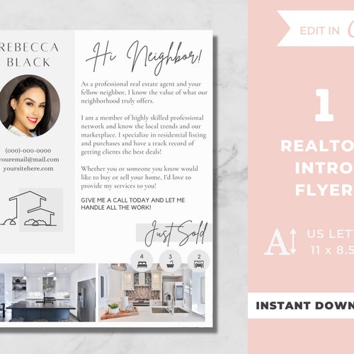 Flyer Template Real Estate Flyer Realtor Introduction - Etsy