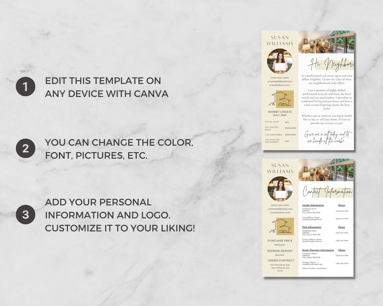 Real Estate Closing Timeline, Contact Information Sheet, Open House ...