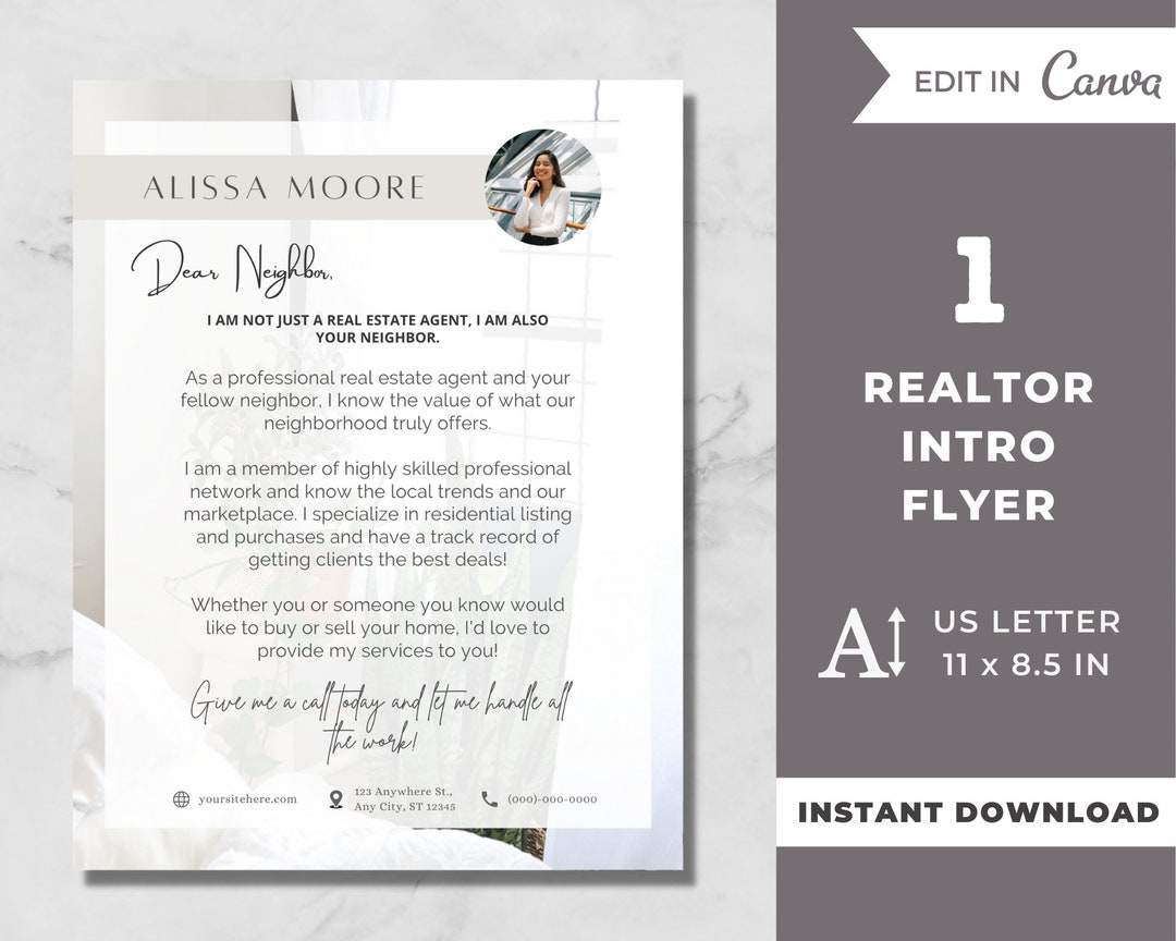 Real Estate Agent Intro Letter, Realtor Introduction, Real Estate Agent ...