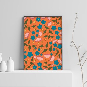 Retro 70's Floral Print, Groovy Flower Wall Art, 60's, 70's Art Print ...
