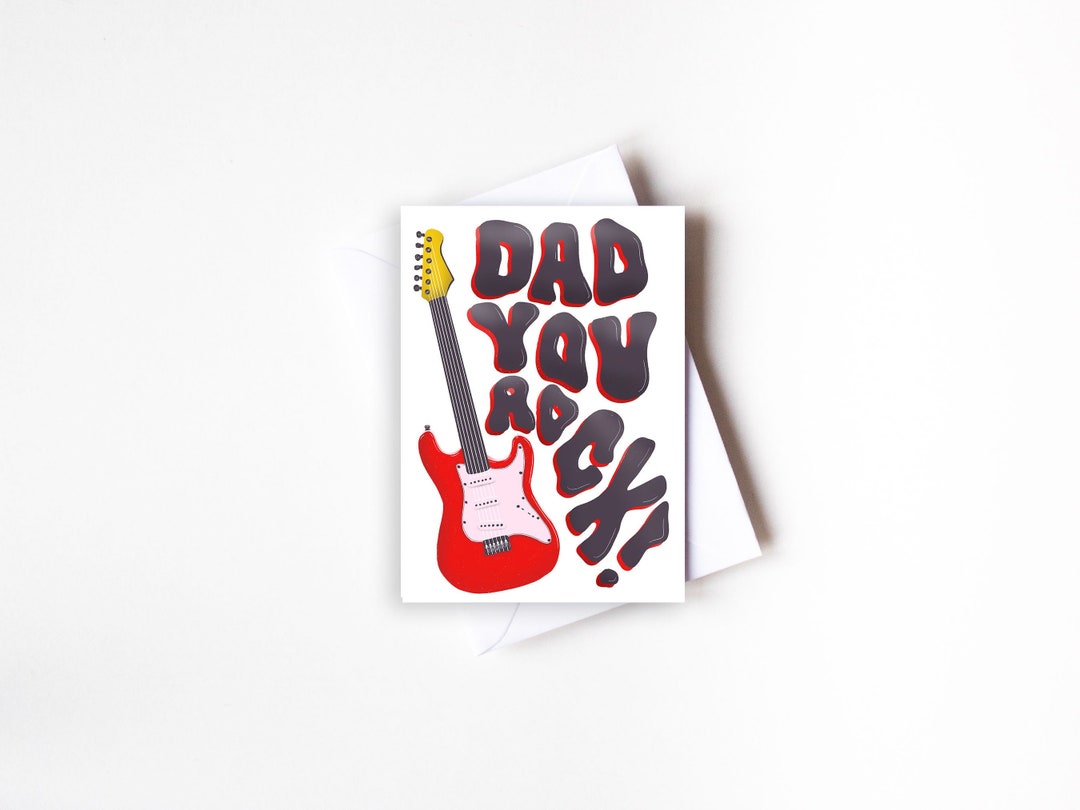 A6 Dad You Rock Fathers Day Card, Music Pun Card for Dad, Fathers Day ...