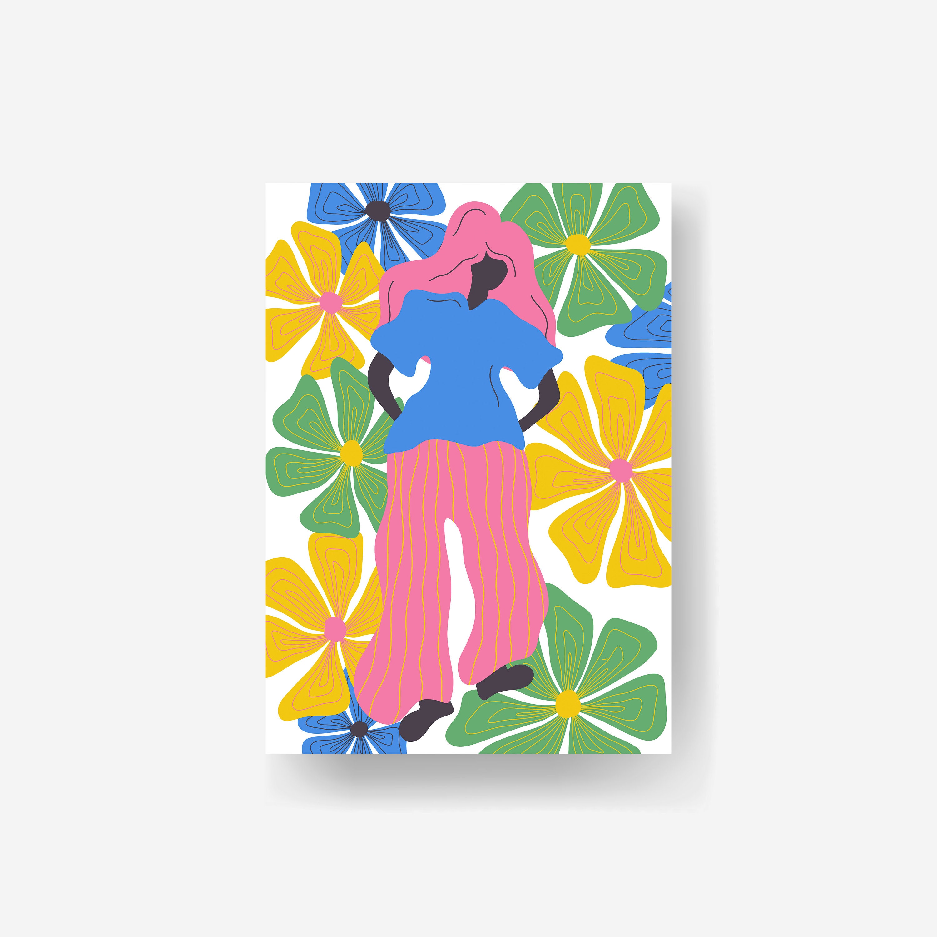 A6 Mini Positive Funky Postcard Prints, 70's Floral Colourful Retro ...