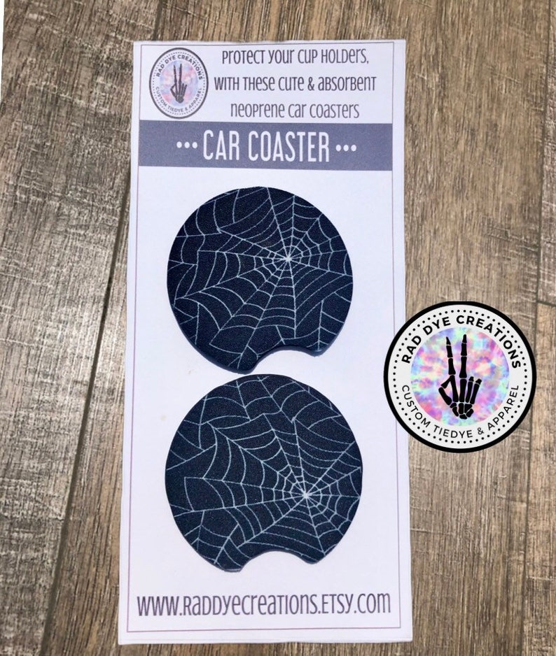 Black Spider Web Halloween Car Coasters, Halloween Car Coasters, Fall ...