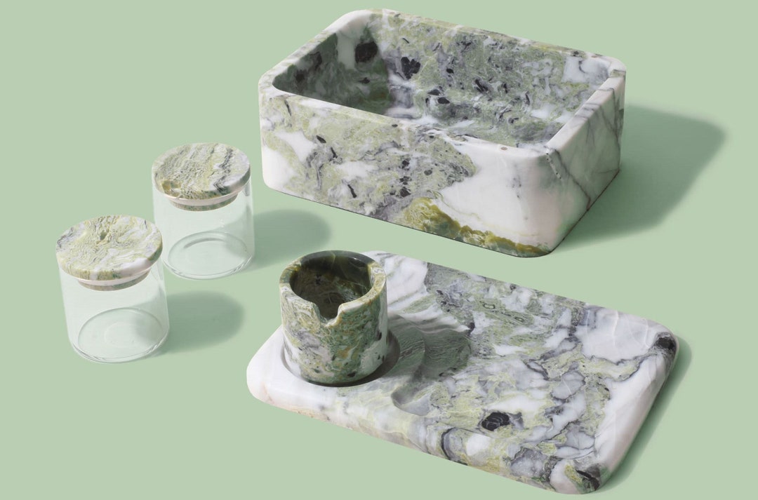 The Marble Stash Box by Cubbi 100% Marble Stash Box and Rolling Tray ...