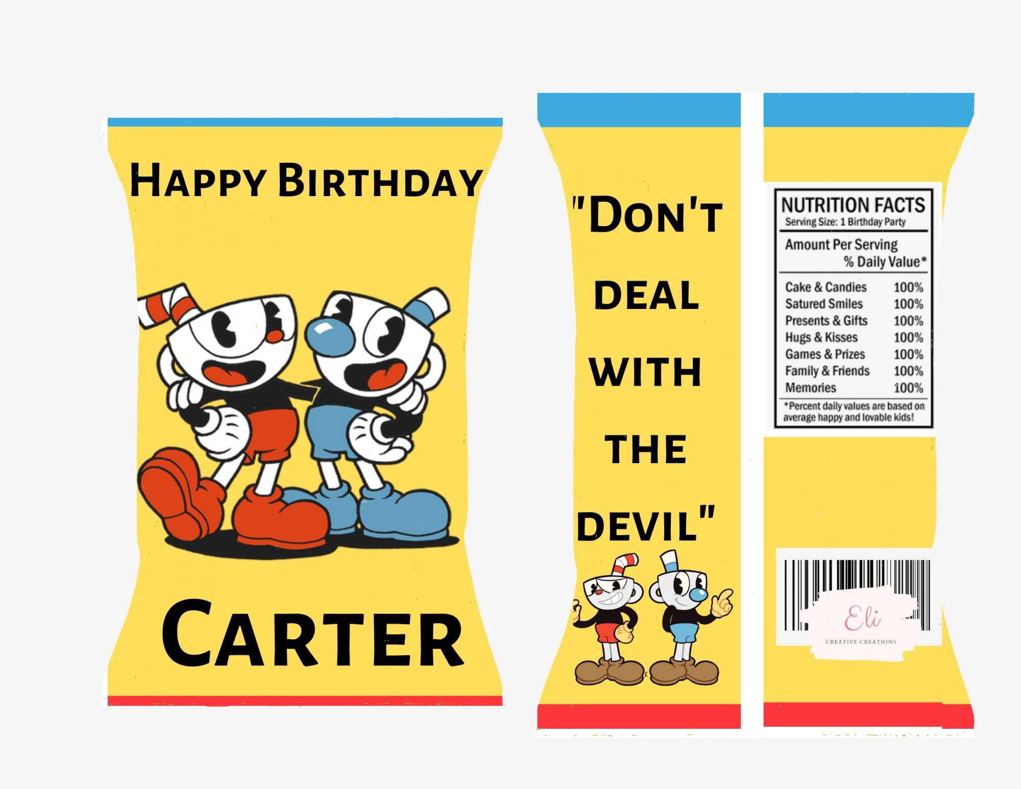 Cuphead Chip Bags, Cuphead Party Labels - Etsy