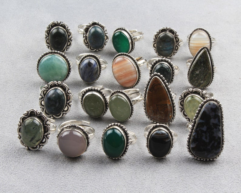 Multi Gemstone Rings, Silver Overlay Rings for Women, Handmade Vintage ...