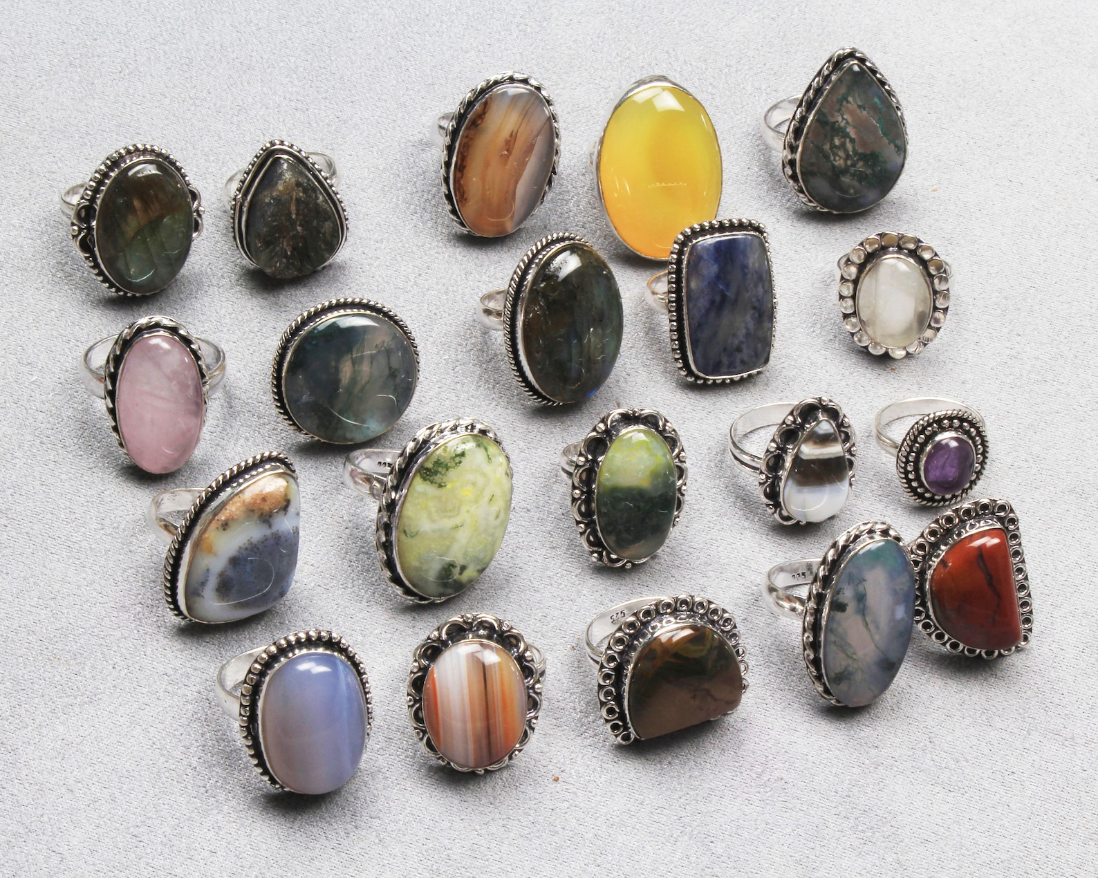 Multi Gemstone Rings, Silver Overlay Rings for Women, Handmade Vintage ...