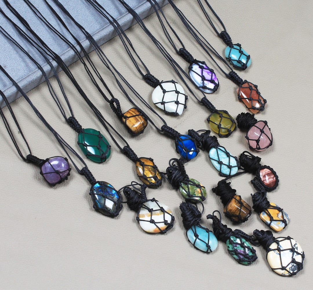 Macramé Assorted Gemstone Pendant Handmade Pendant Gemstone Bulk Lot ...