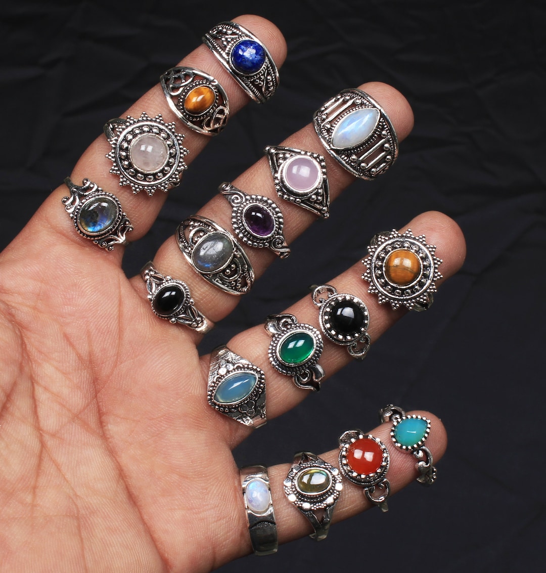 Natural Handmade Rings for Women, Assorted Crystal Designer Rings ...