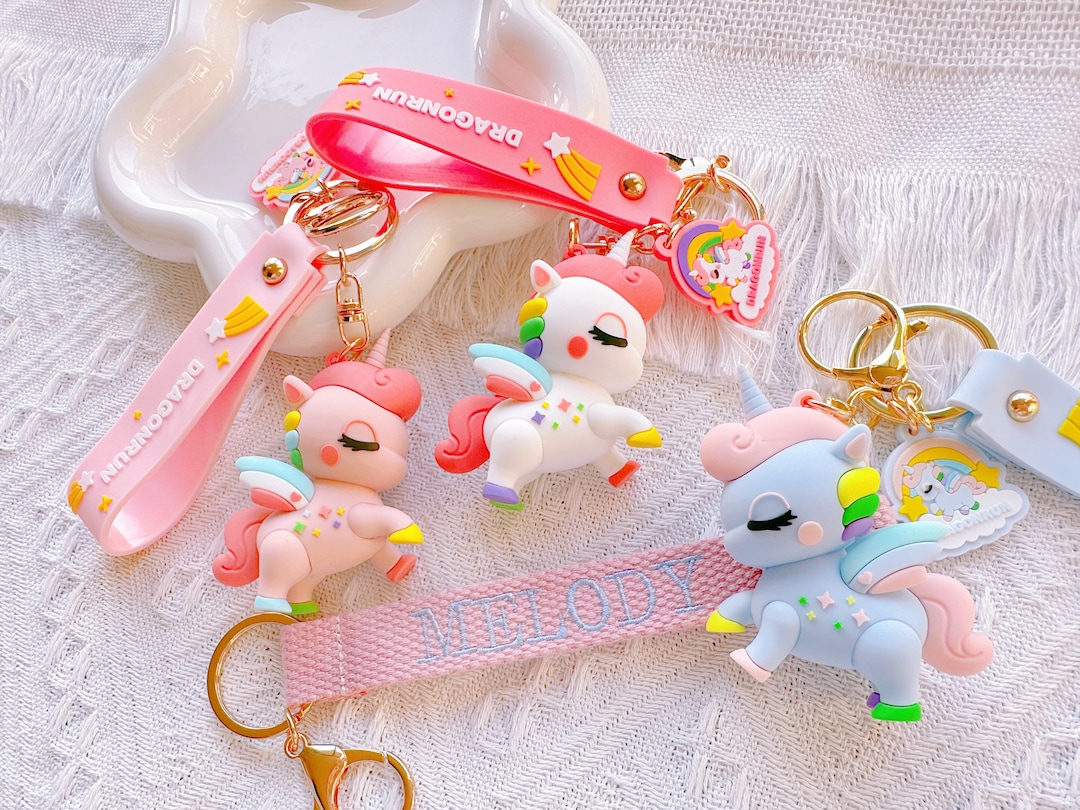 Custom Name Unicorn Keychain,personalized Embroidery Name OR Phone ...