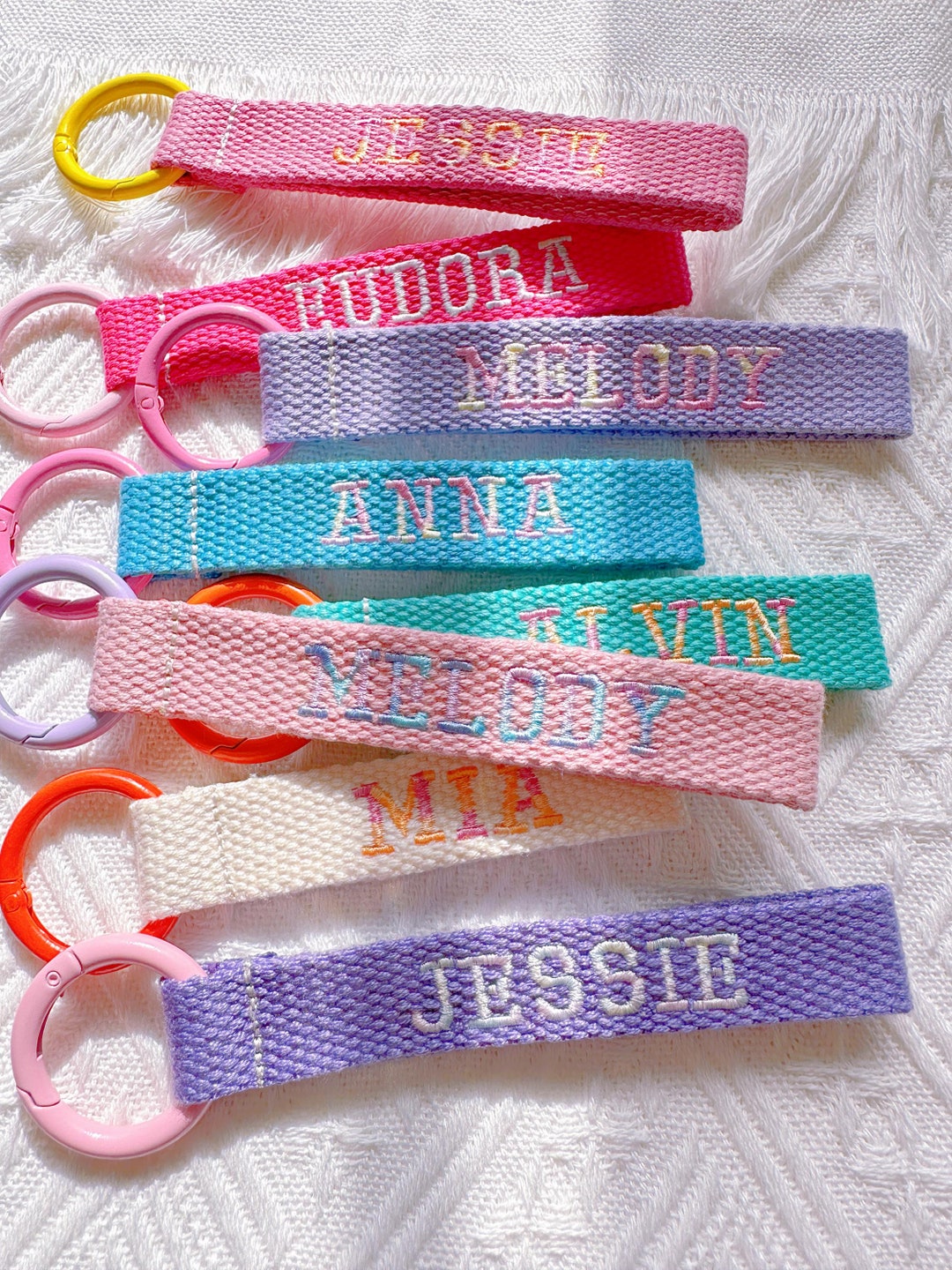 Personalized Gradient Rainbow Embroidery Name / Phone Number Tag,custom ...