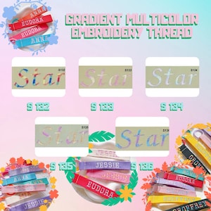 Personalized Gradient Rainbow Embroidery Name / Phone Number Tag,custom ...