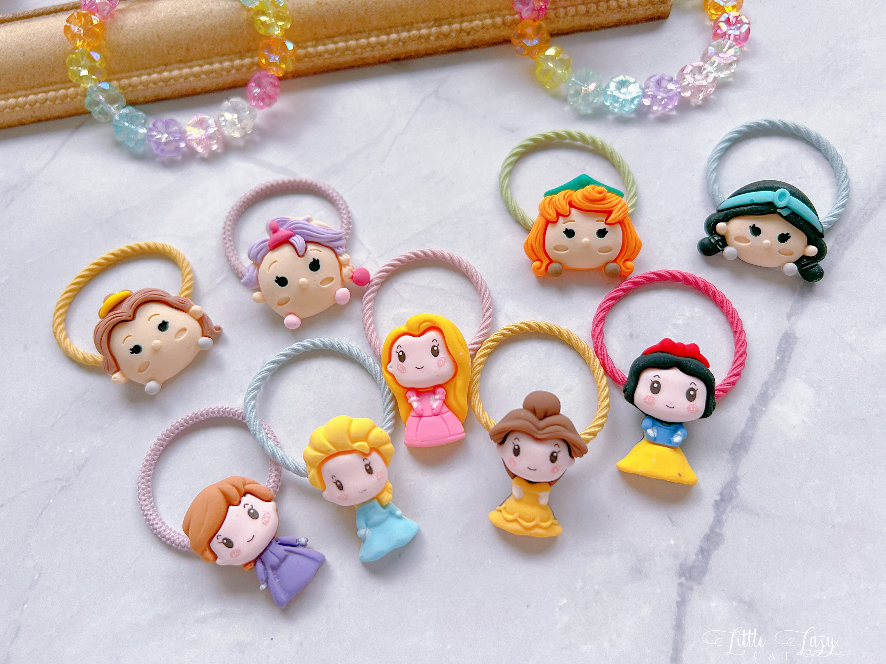 Set of 2 MINI Disney Princess Hair Ties for Baby Toddler Girls Infant ...