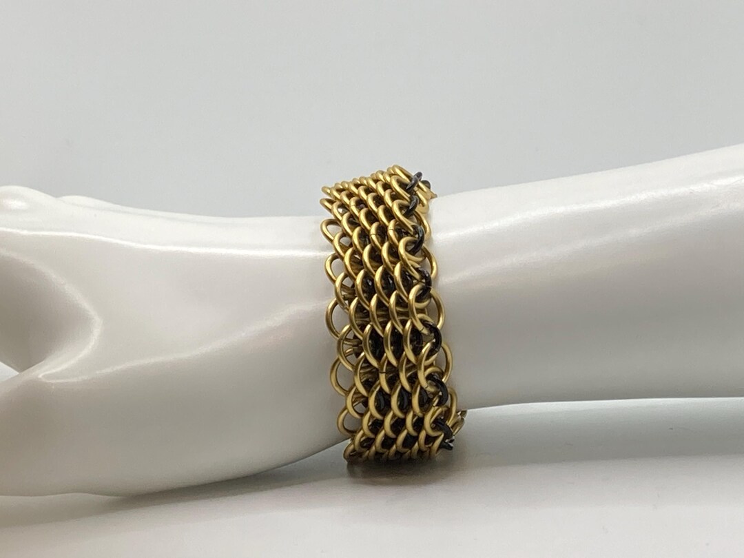 Gold Chainmail Bracelet | Handwoven Aluminum Jewelry | Lightweight ...