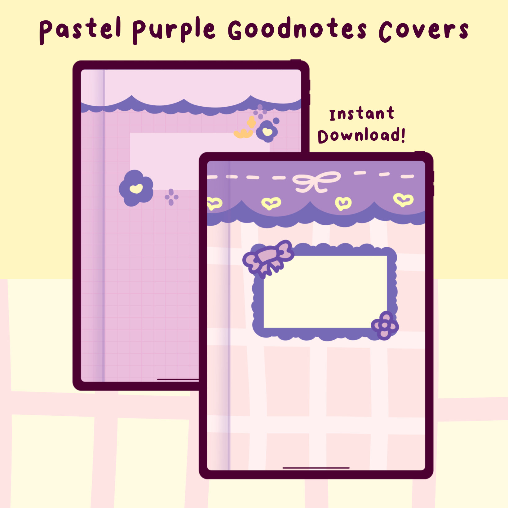 Pastel Purple Goodnotes Notebook Covers, Illustrated Digital Notebook ...