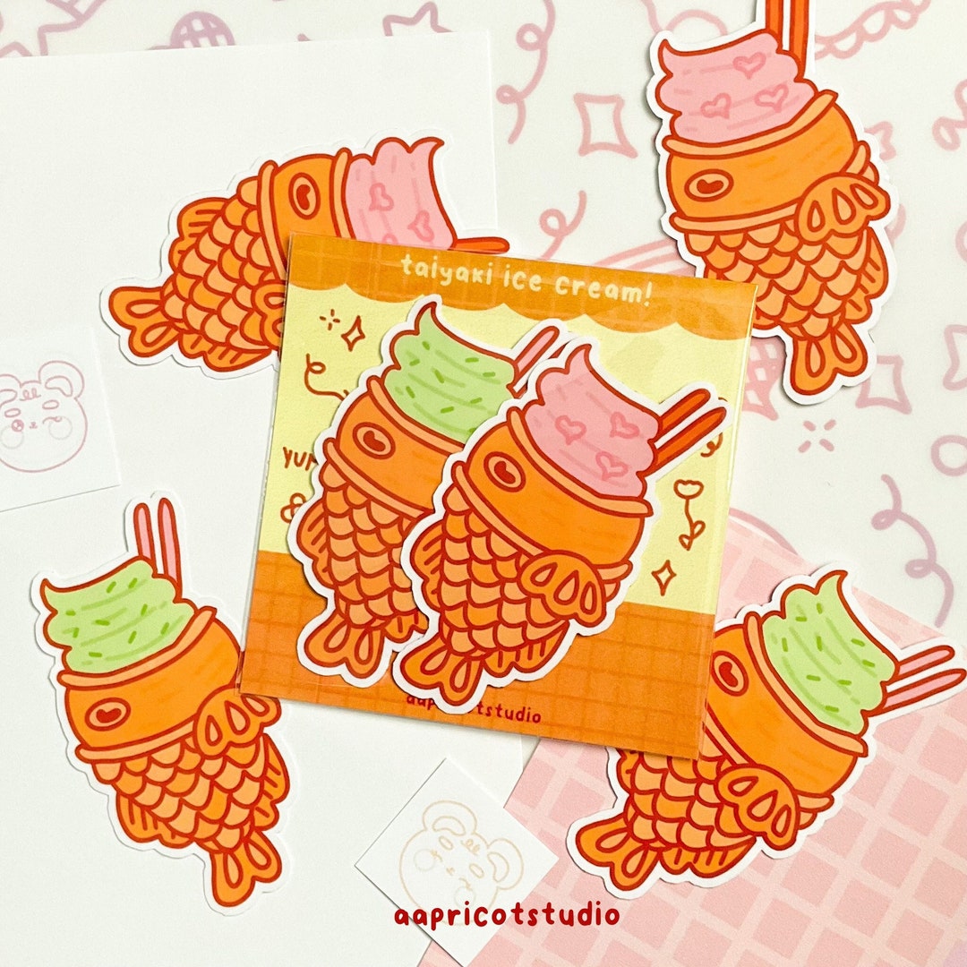 Cute Taiyaki Ice Cream Stickers Waterproof Sticker Kawaii - Etsy