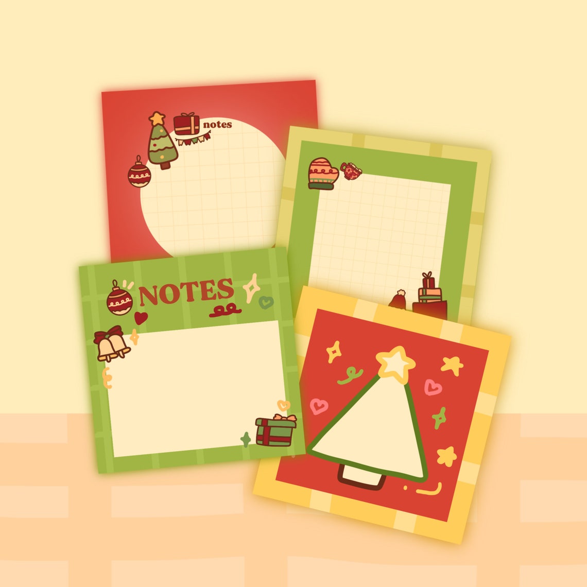 Winter Christmas Printable Memo Pads, Digital Download Memo Pads, Cute ...