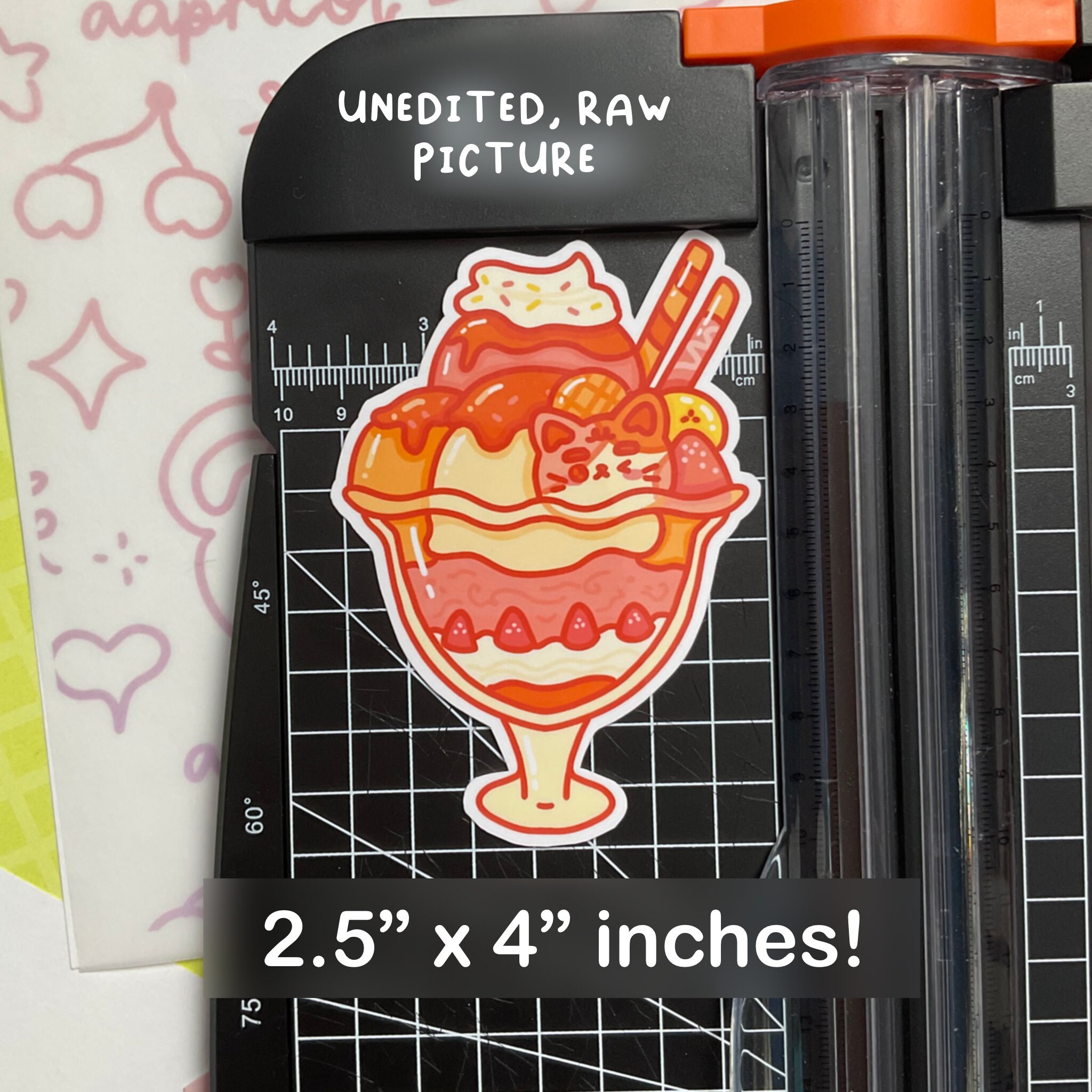 Ice Cream Sundae Kitty Sticker Waterproof Sticker Kawaii - Etsy