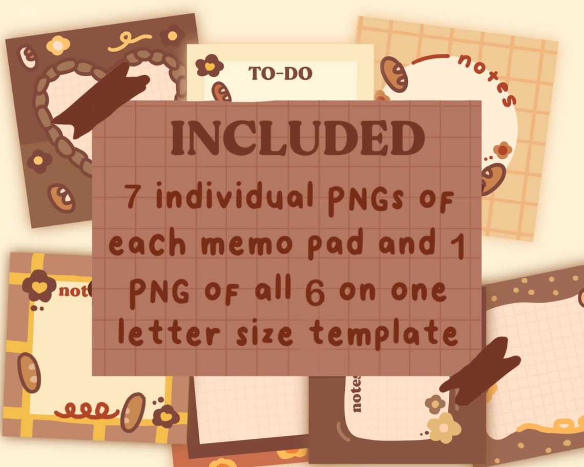Brown Bread Kawaii Printable Memo Pads, Digital Download Memo Pads ...