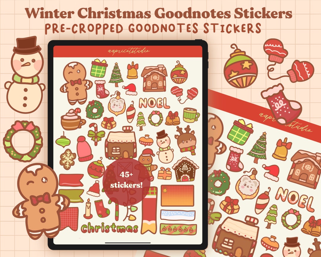 Winter Christmas Goodnotes Stickers, Cozy Pre-cropped Planner Stickers ...