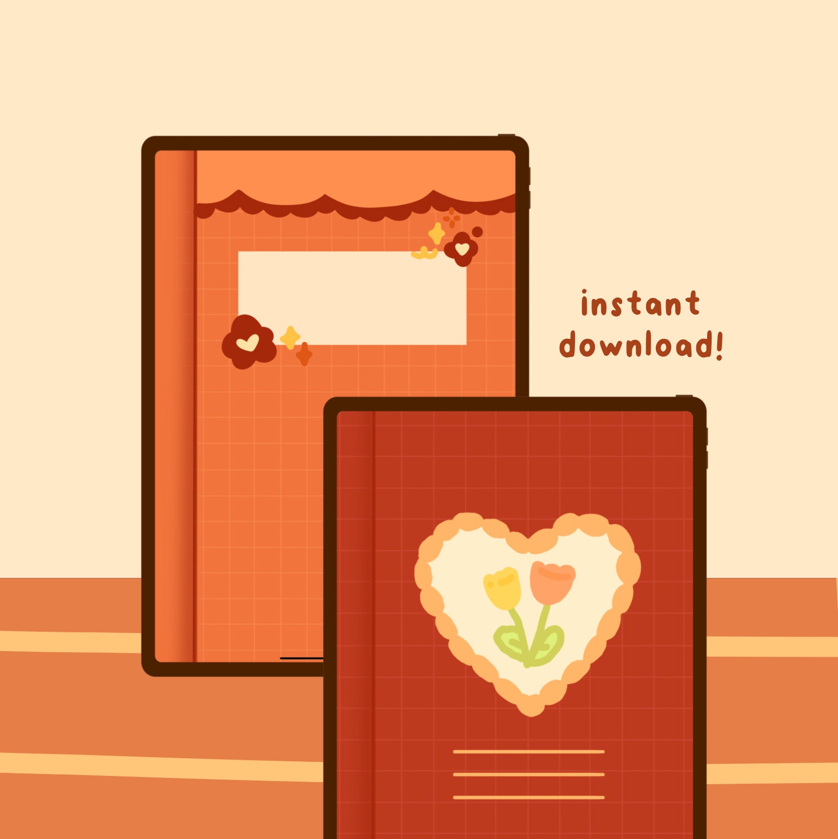 Fall Autumn Kawaii Goodnotes Notebook Covers, Illustrated Digital ...