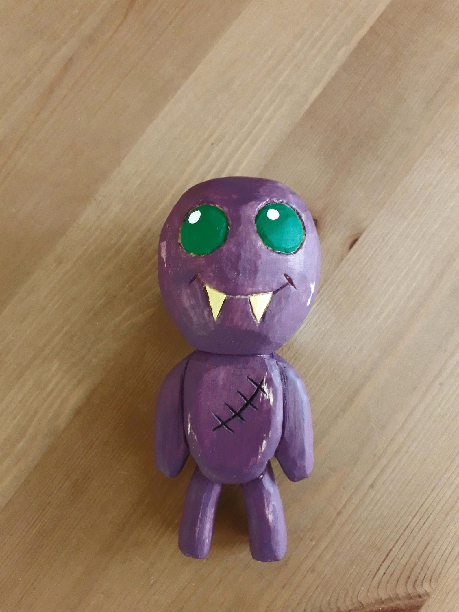 Wooden voodoo doll figurine hand carved purple | Etsy