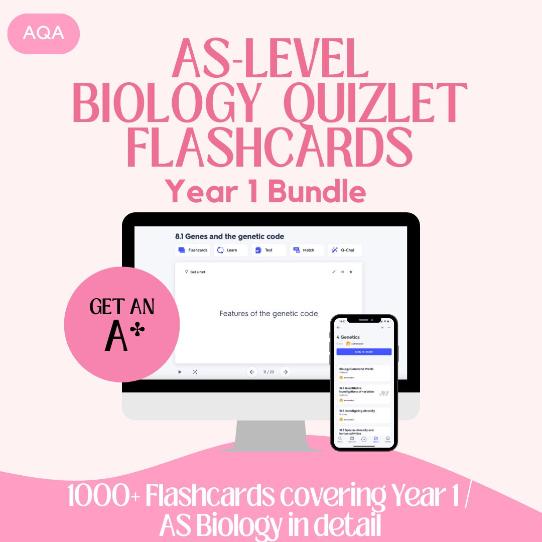 A* AQA A-level Biology Bundle: As/year 1 Flashcards - Etsy UK