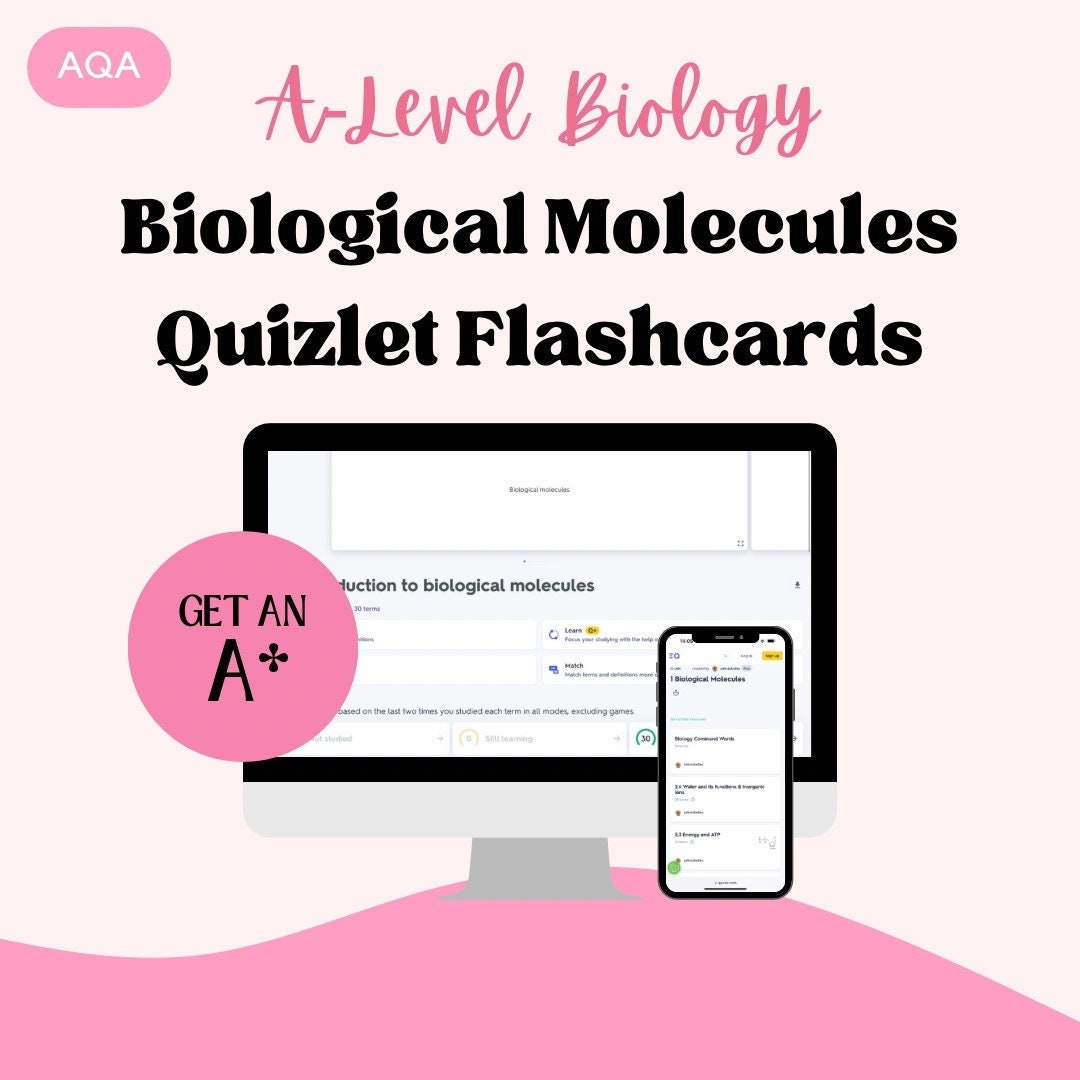 AQA A A Level Biology Flashcards: Biological Molecules - Etsy