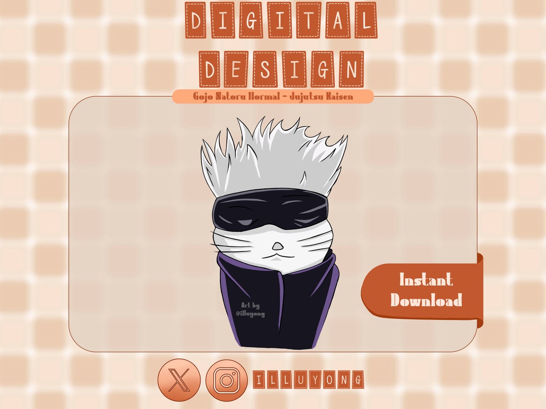 Anime Digital Designe Gojo Satoru Cat Jjk Png File High Quality for ...