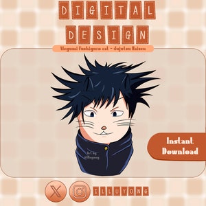 Megumi Fushiguro Jujutsu Kaisen Cat Png File for Stickers, Keychains ...