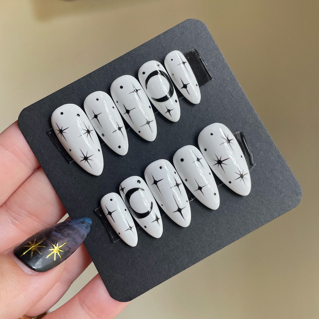 READY to SHIP size SMALL Moons & Stars white Handpainted Celestial ...