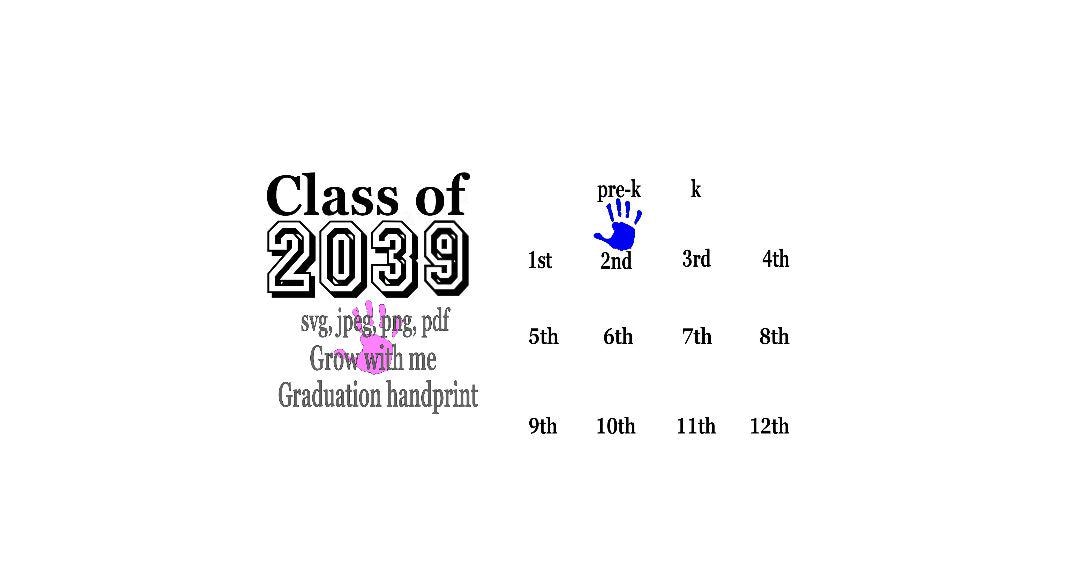Class of 2039 Grow With Me Svg, Class of 2039 Handprint Svg Jpeg Png ...